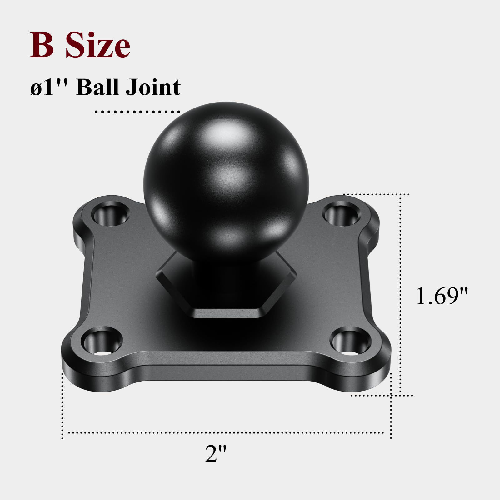 GetUSCart- BRCOVAN 1'' Ball Mount Base with Aluminum Alloy 4-Hole AMPS ...