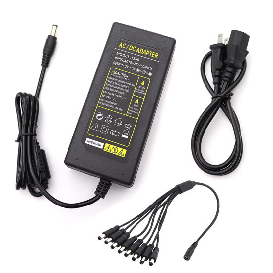 GetUSCart- Tnuocke 12V 5A 100V-240V AC to DC Power Adapter 5.1x2.1mm 8 ...