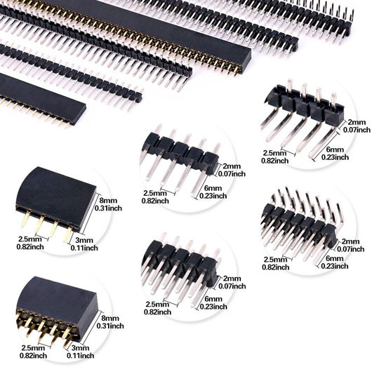 GetUSCart- Glarks 112Pcs 2.54mm Male and Female Pin Header Connector Assortment Kit, 100pcs ...