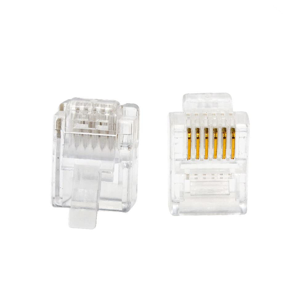 GetUSCart- SMITON 100PACK Telephone Plug 6P6C RJ12 Modular Plug (6/6, Telephone Cord Connector)
