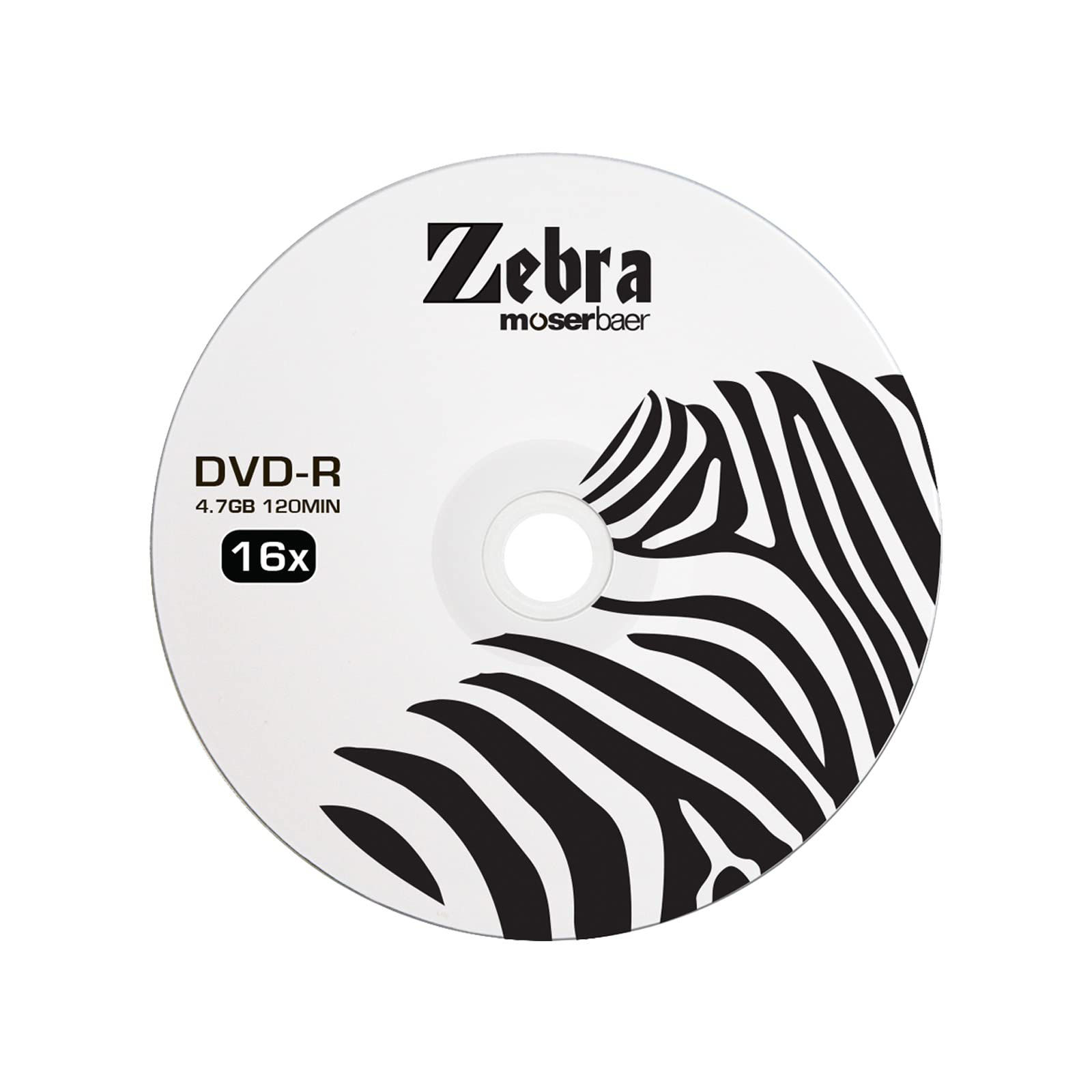 GetUSCart- Moserbaer Zebra DVD-R 16X 4.7GB Branded Logo Recordable Media Disc-50 Pack Spindle