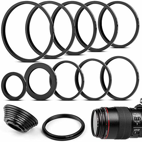 GetUSCart- 10 Pieces Metal Step-Down Adapter Rings Kit Lens Filter ...