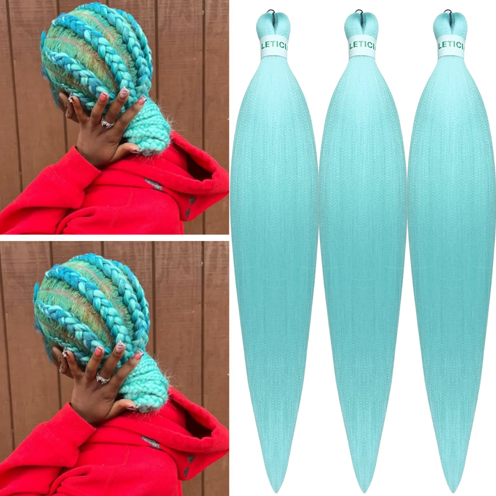 GetUSCart- Light Mint Green Braiding Hair Pre stretched Kanekalon ...