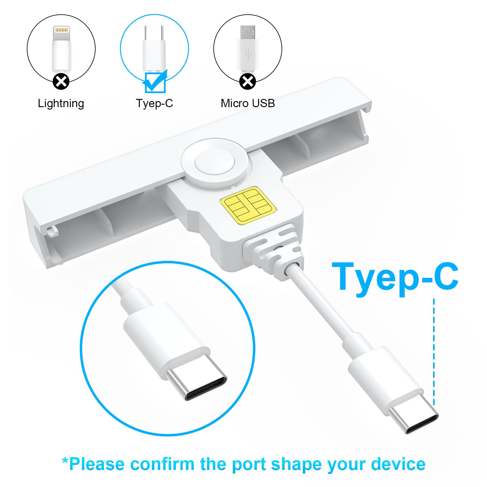 GetUSCart- Type C CAC Reader, DOD Military USB C Common Access CAC Card ...