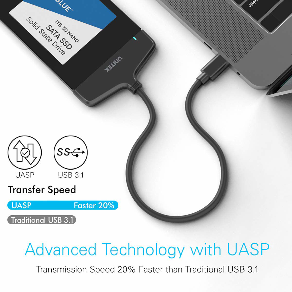 GetUSCart- Unitek USB C Hard Drive Adapter, USB Type-C 3.1 to SATA III ...