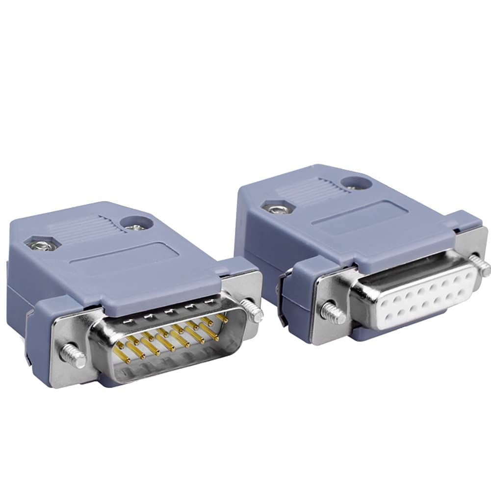 GetUSCart- Jienk 10PCS DB15 Male Female RS232 D-SUB Serial Solder Cup Connectors Kit, Gold ...