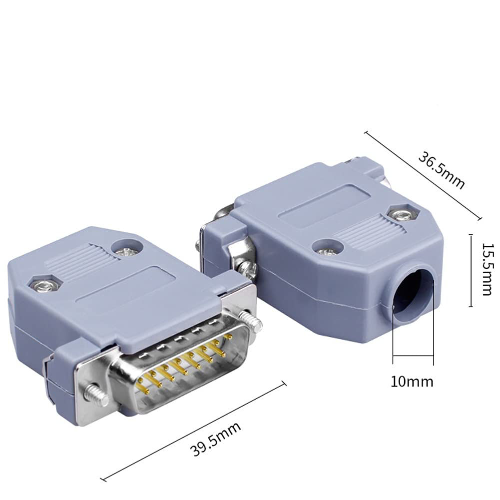 GetUSCart- Jienk 10PCS DB15 RS232 D-SUB Serial Solder Cup Connectors Kit, Gold Plated Joints ...