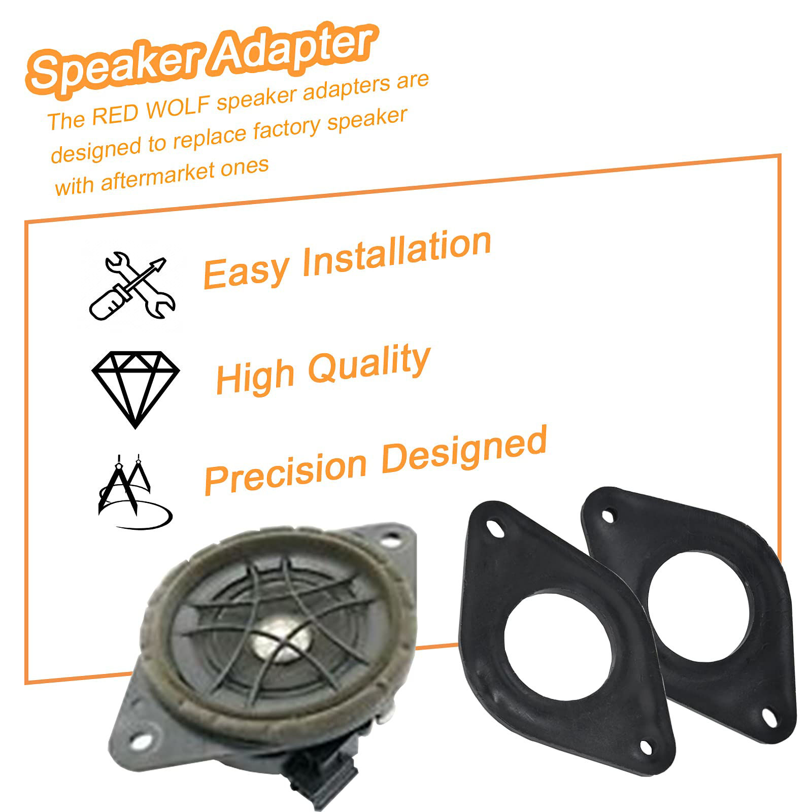 GetUSCart- RED WOLF Tweeter Speaker Adapter Spacer Rings 1.5 Inch ...