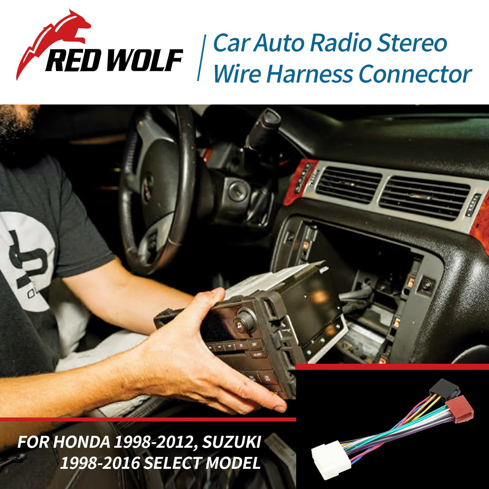 GetUSCart- RED WOLF Car Radio Stereo ISO Standard Adapter Connector CD ...