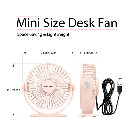 GetUSCart- TriPole Mini Desk Fan USB Powered Portable Fan 3 Speeds ...