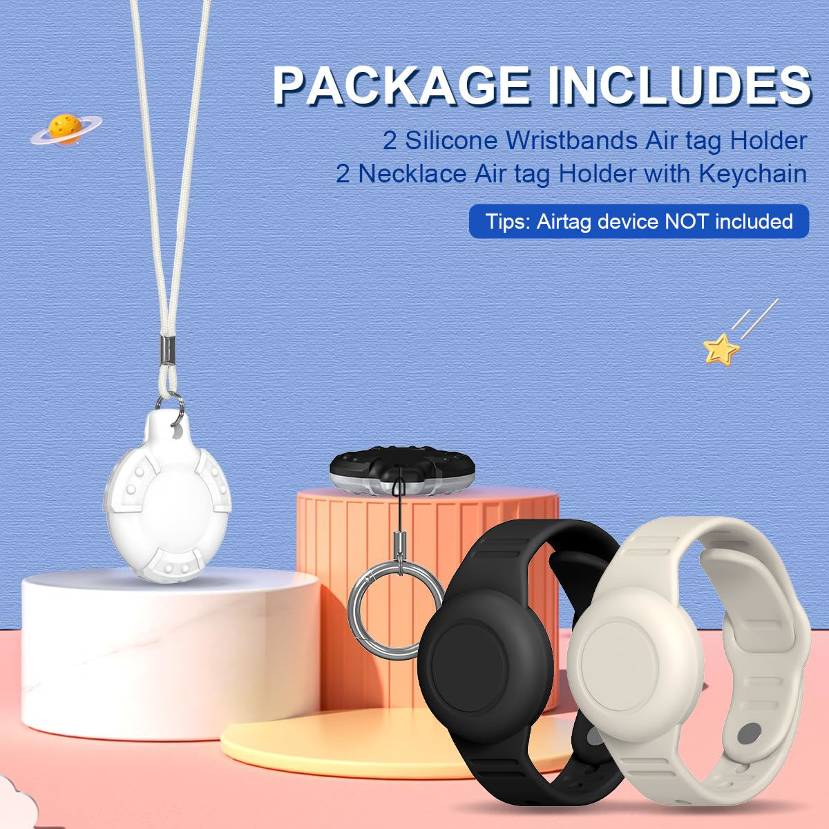 GetUSCart- 4Pack Waterproof AirTag Bracelet & AirTag Necklace for Kids ...