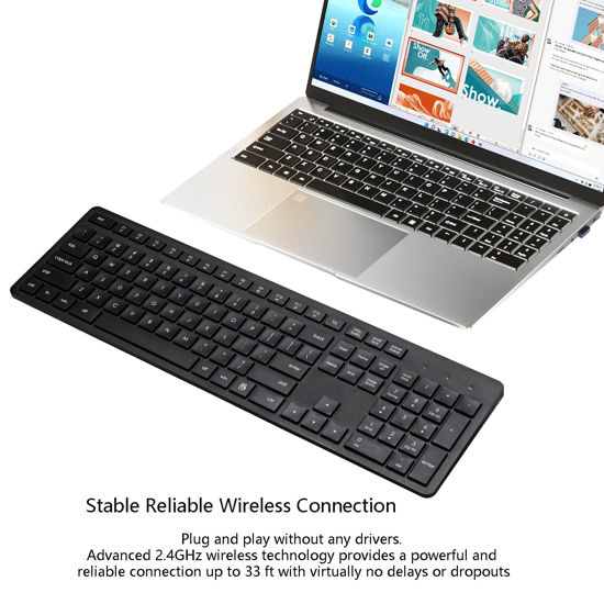 GetUSCart- Harburfine Wireless Keyboard, 2.4G USB External Silent ...