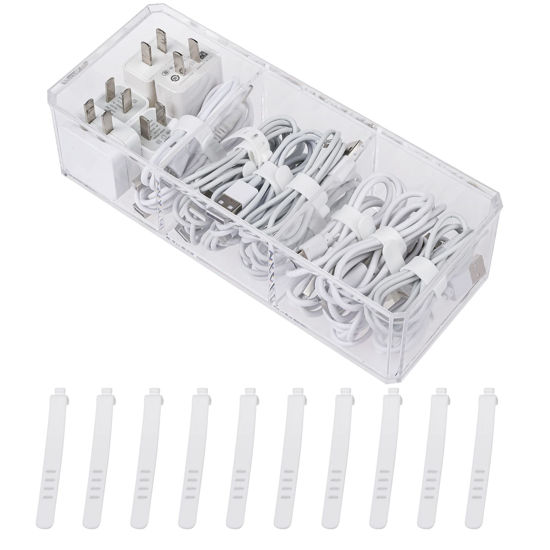 GetUSCart- Yesesion Clear Plastic Cable Organizer Box with 10 Wire Ties ...
