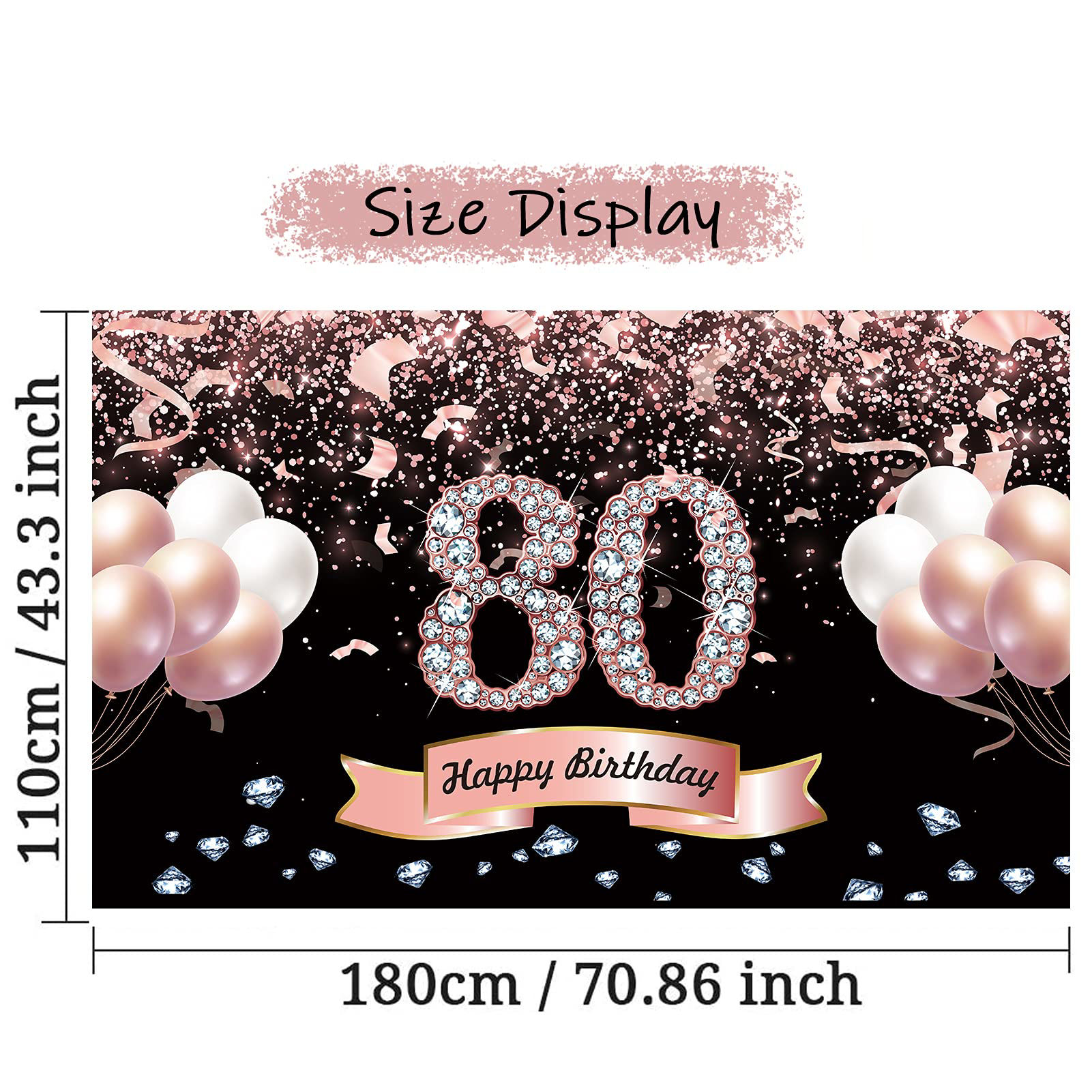 GetUSCart- Trgowaul 80th Birthday Decorations for Women Rose Gold Birthday Backdrop Banner 5.9 X ...