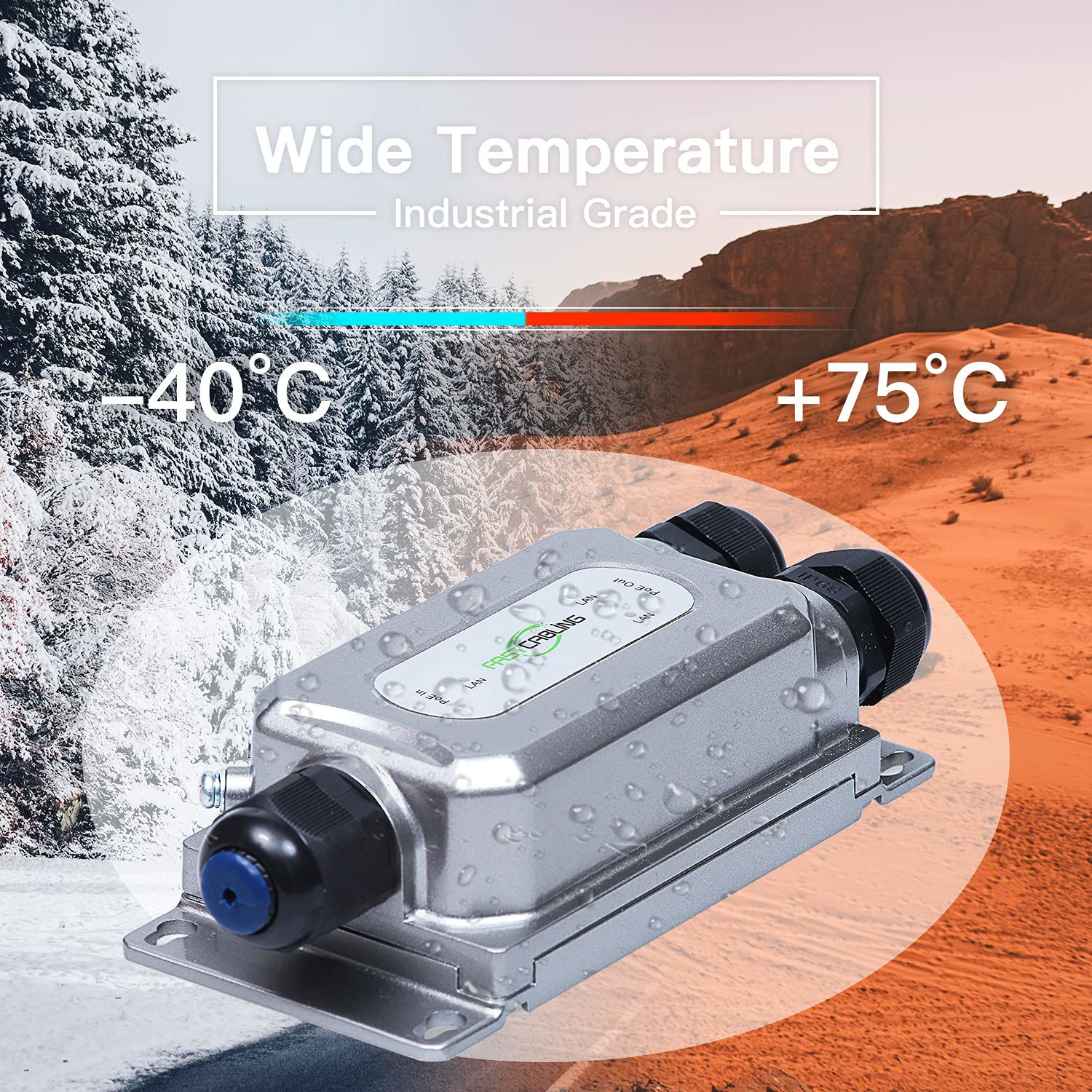 GetUSCart- FASTCABLING Industrial Outdoor PoE Extender 2 Port, Repeat 328ft PoE for Mesh, PTZ ...