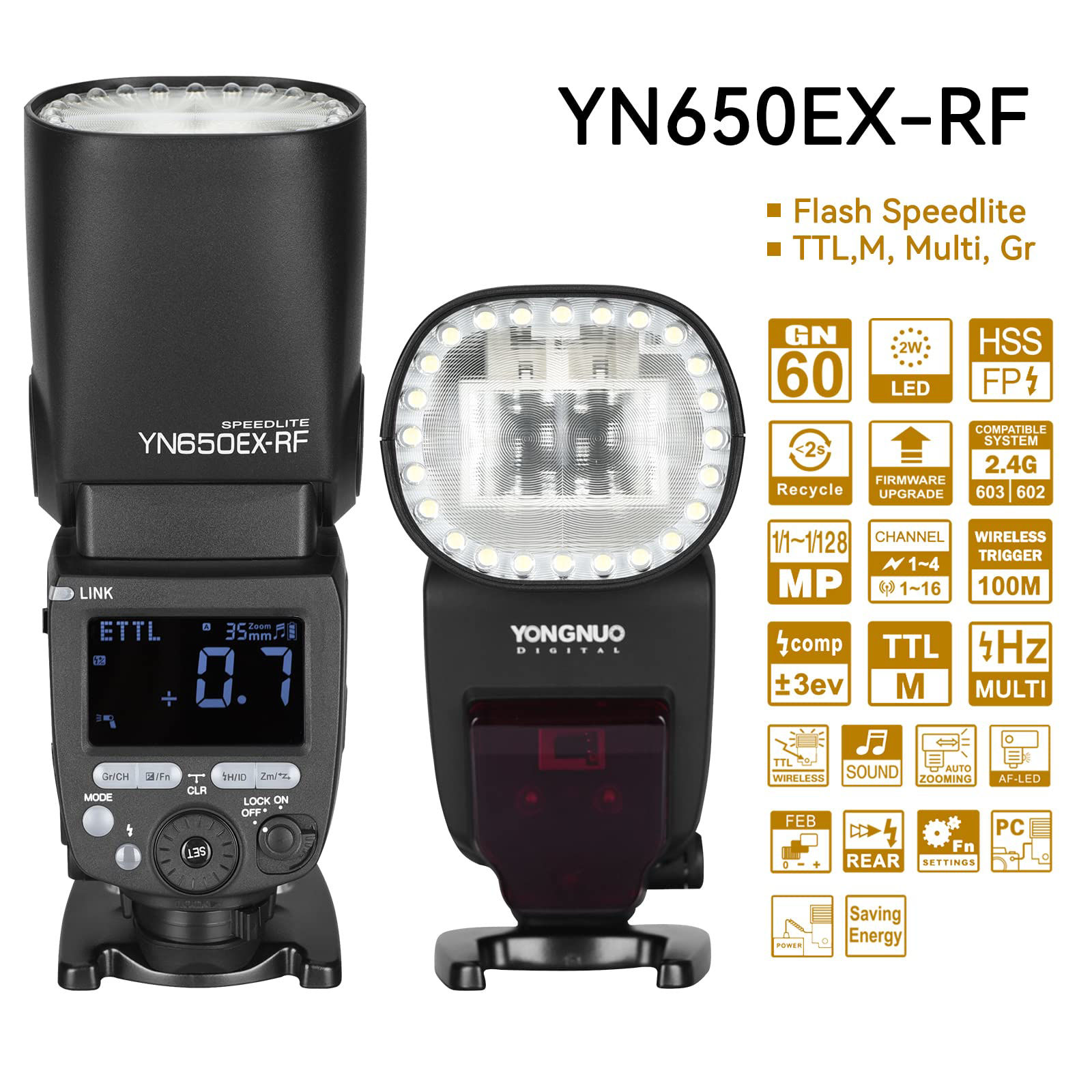 GetUSCart- Yongnuo YN650EX-RF Wireless Flash Speedlite, GN60 24pcs LED ...