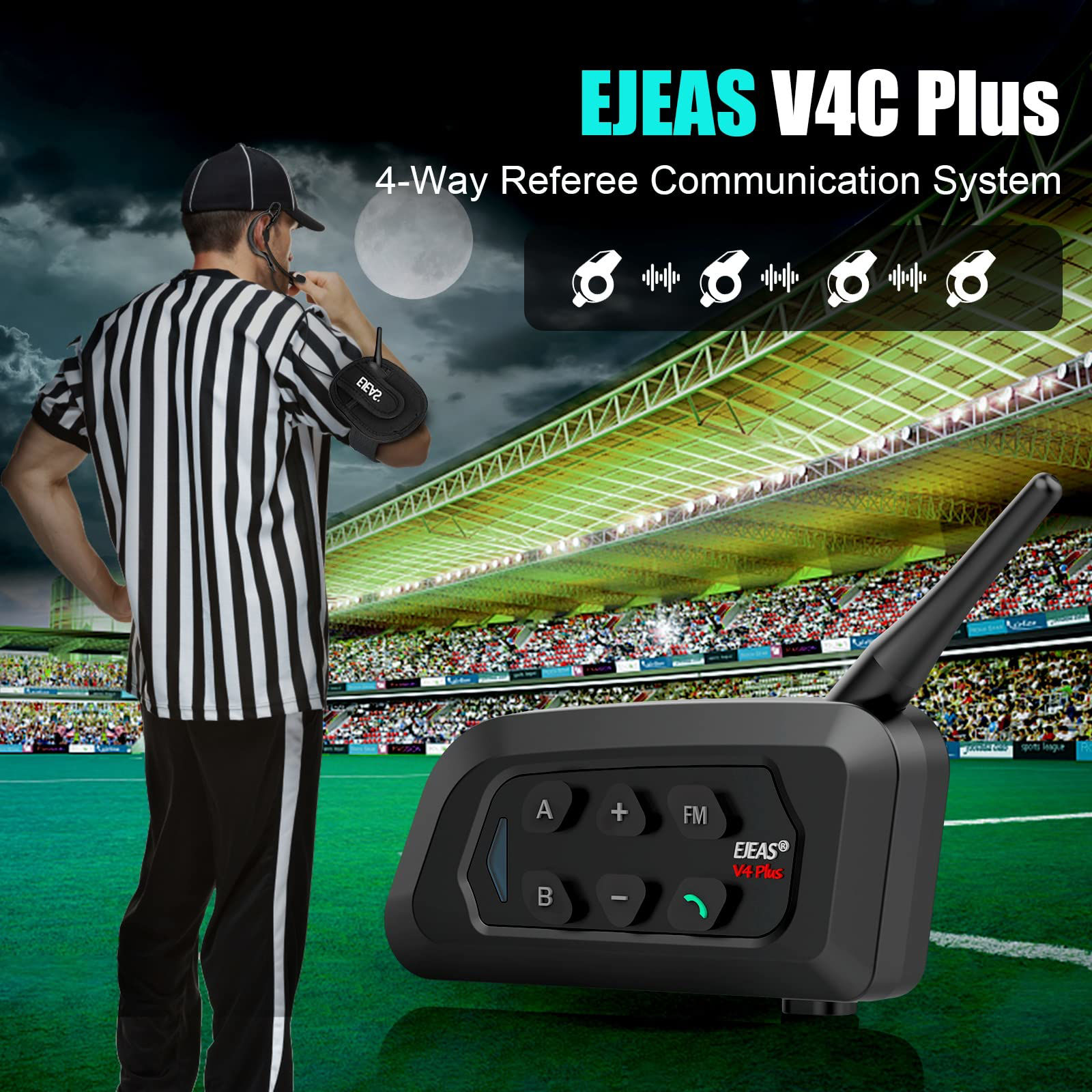 GetUSCart- EJEAS V4C Plus Professional Referee Intercom, Bluetooth 5.1 ...
