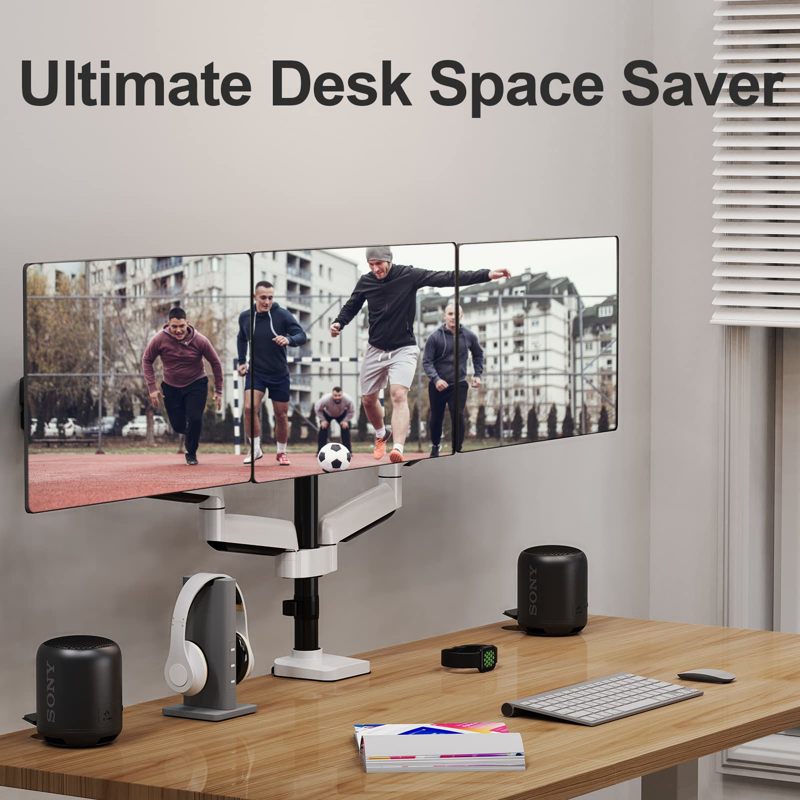 GetUSCart- MOUNT PRO Triple Monitor Mount, 3 Monitor Desk Mount for ...