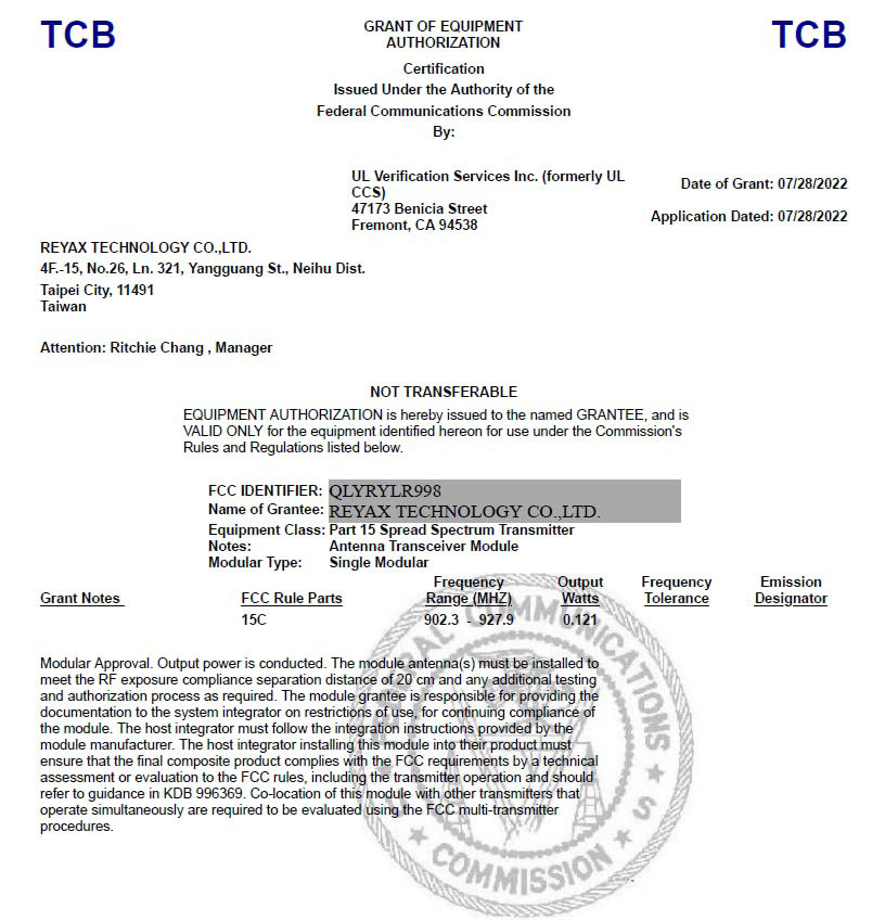 GetUSCart- REYAX RYLR998 UART Interface 868/915 MHz Lora Module with ...