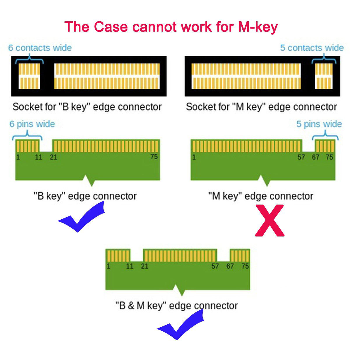 GetUSCart- CableCC 2 in 1 Combo M.2 NGFF B-key & mSATA SSD to SATA 3.0 ...