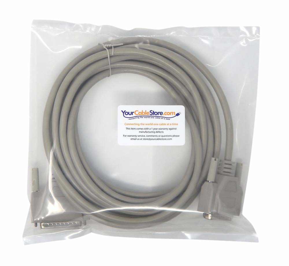 GetUSCart- Your Cable Store 15 Foot DB25 25 Pin Serial Port Cable Male ...