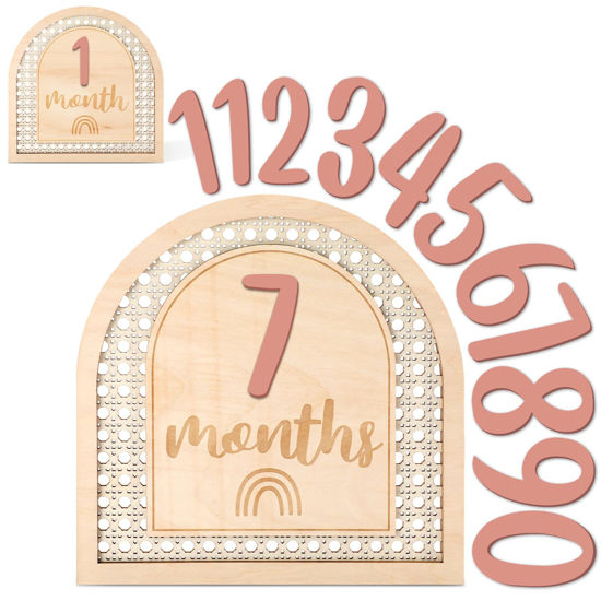 GetUSCart- Huray Rayho Boho Rattan Monthly Milestone Cards Wooden ...