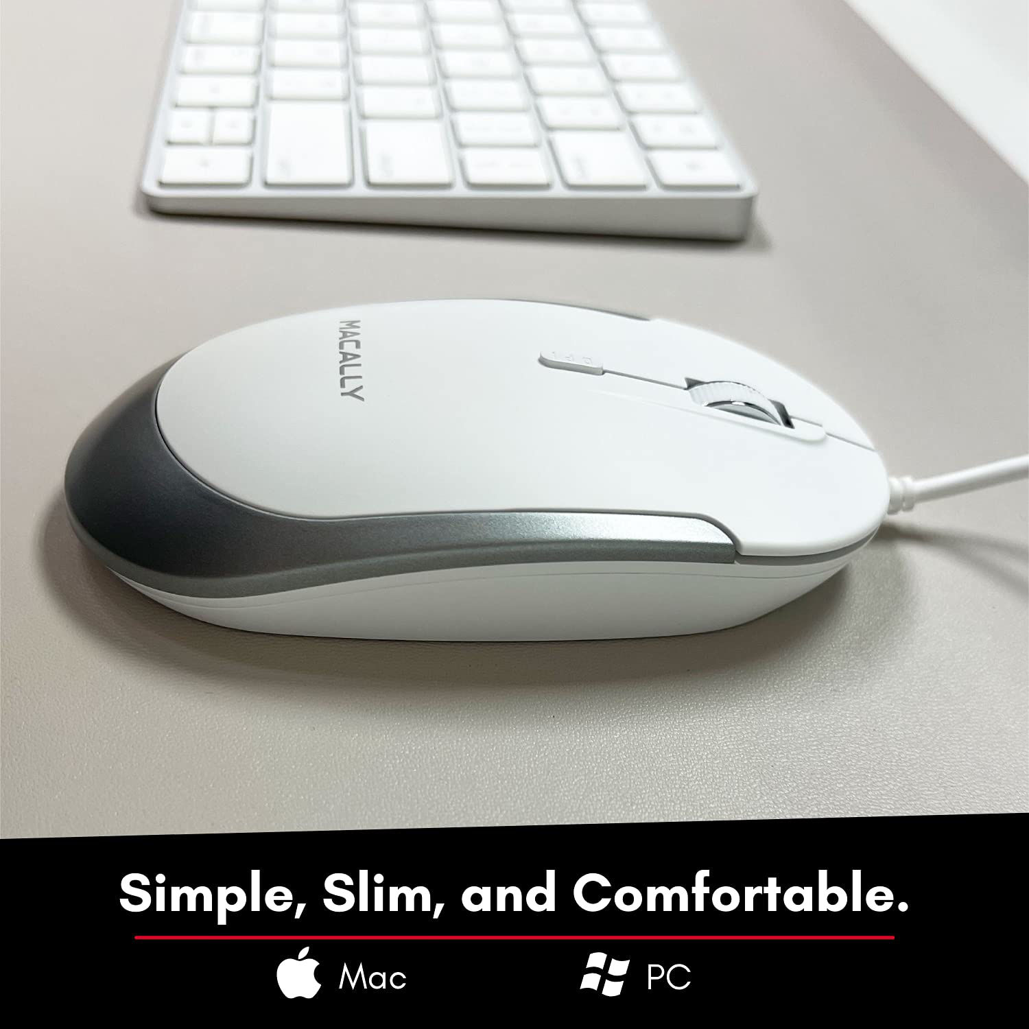 GetUSCart- Macally Silent Wired Mouse - Slim & Compact USB Mouse for ...