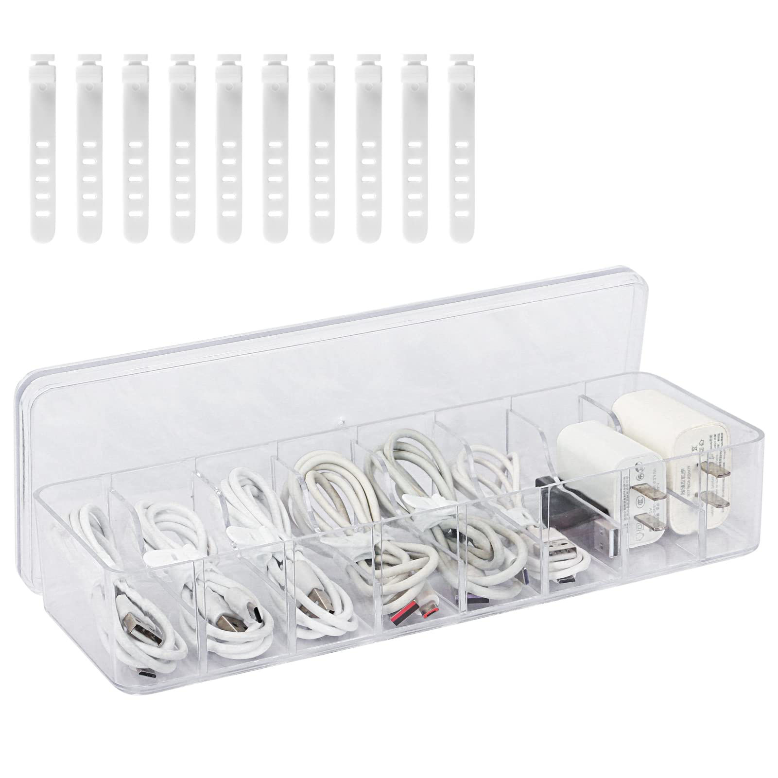 GetUSCart- BiSiViO Clear Cable Management Box, Desktop Cable Organizer ...