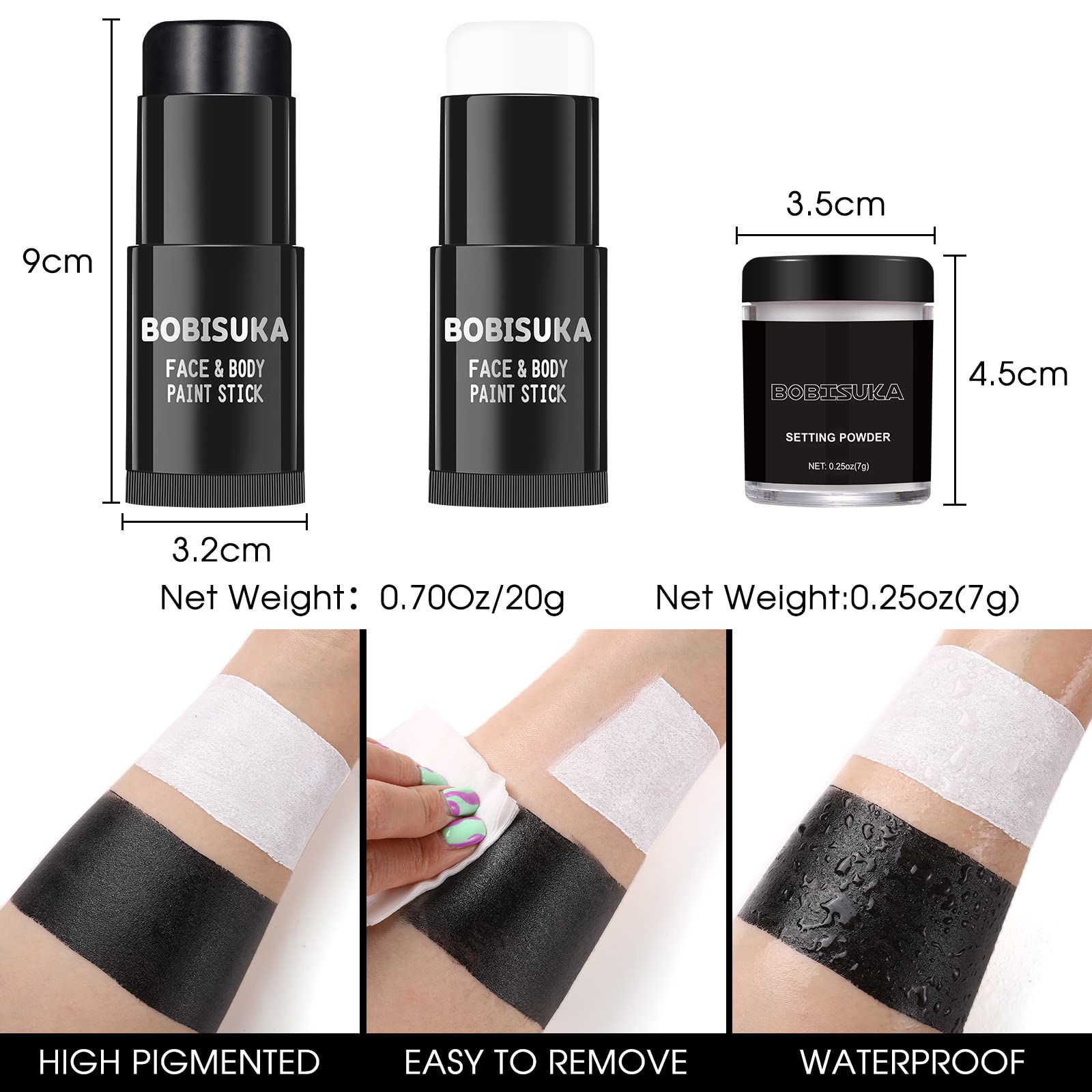 GetUSCart- BOBISUKA Black & White Face Paint Stick with Setting Powder ...
