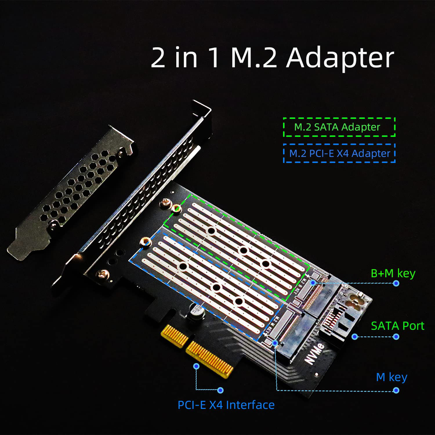 GetUSCart- GLOTRENDS Dual M.2 X4 PCIe Adapter for One M.2 PCIe SSD and ...