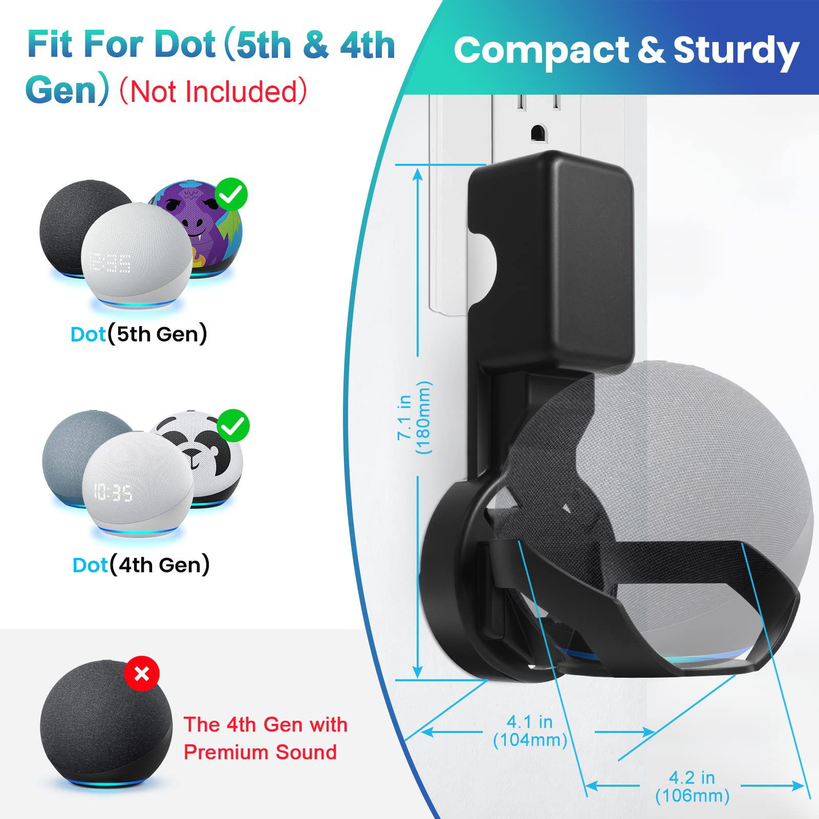 GetUSCart- FUQINTOP Wall Mount Holder for Echo Dot 5th Generation(2022 ...