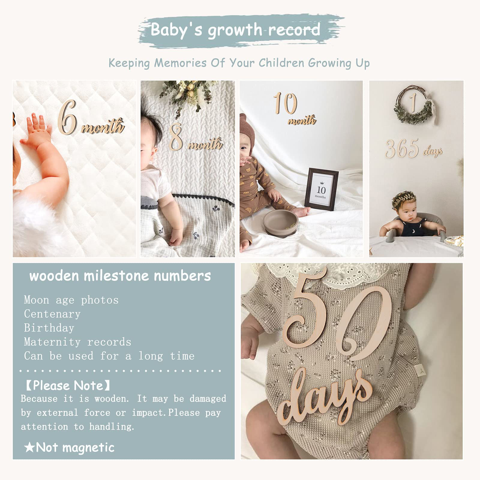 GetUSCart- Promise Babe 19pcs Baby Milestone Numbers Wooden Milestones ...
