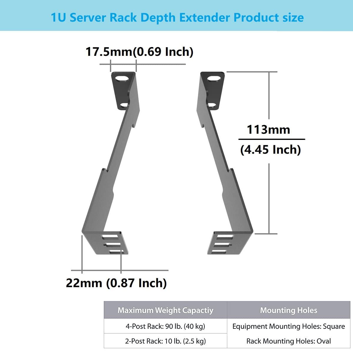 getuscart-jingchengmei-1u-server-rack-depth-extender-4-inch-deep