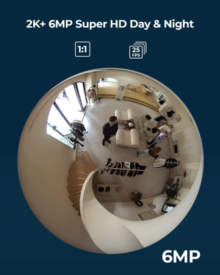 GetUSCart- Reolink Fisheye Camera FE-W, 2K+ 6MP 360° Panorama, 2.4/5GHz WiFi Indoor Security ...