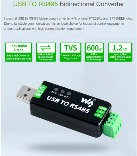 GetUSCart- waveshare Industrial USB to RS485 Converter Bidirectional Adapter with Original ...