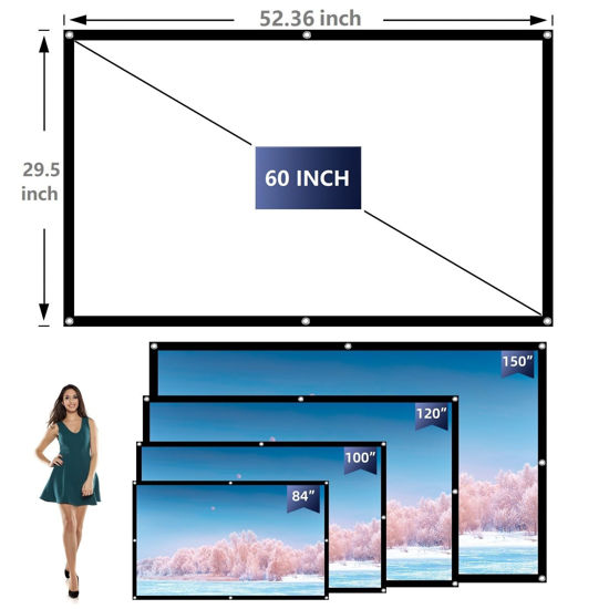 GetUSCart- VERCORKIN Projection Screen 60 inch Portable Movie Screen ...