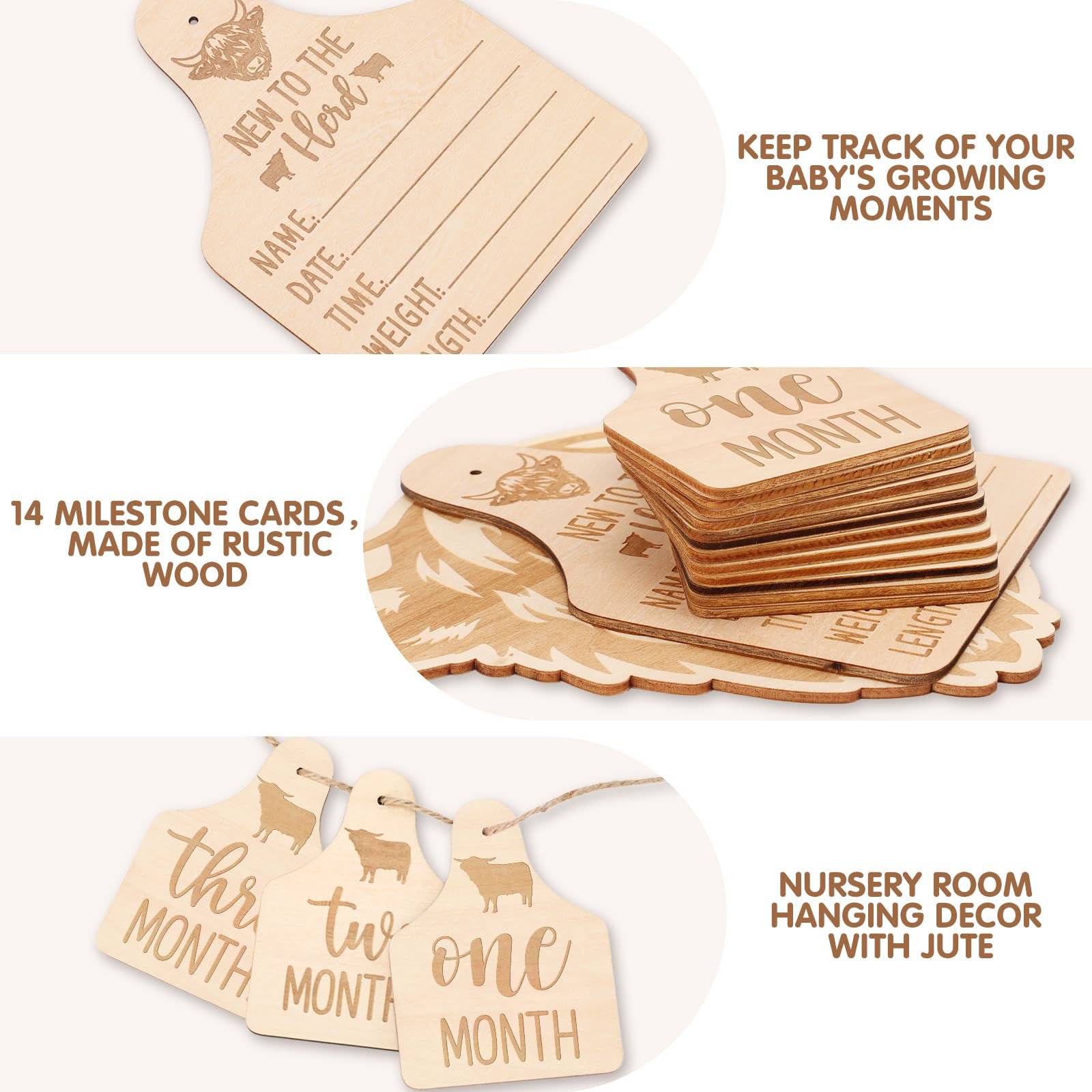 GetUSCart- Huray Rayho Highland Cow Baby Monthly Milestone Cards Rustic ...