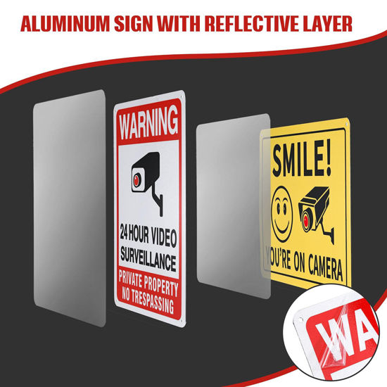 GetUSCart- 4 Pieces Smile You're On Camera Sign and Private Property No ...