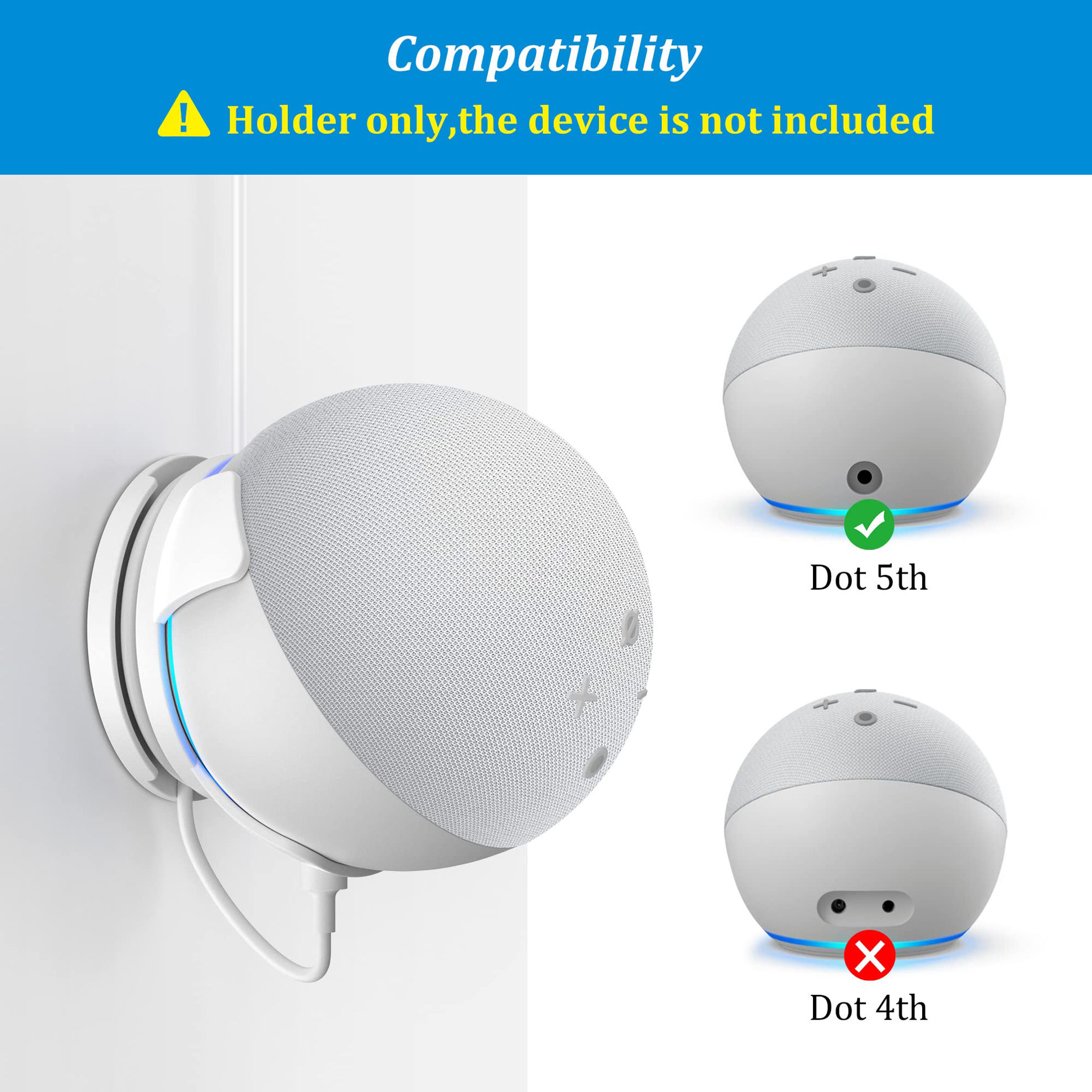 GetUSCart- PlusAcc Wall Mount for Echo Dot 5th Generation - Wall Holder ...