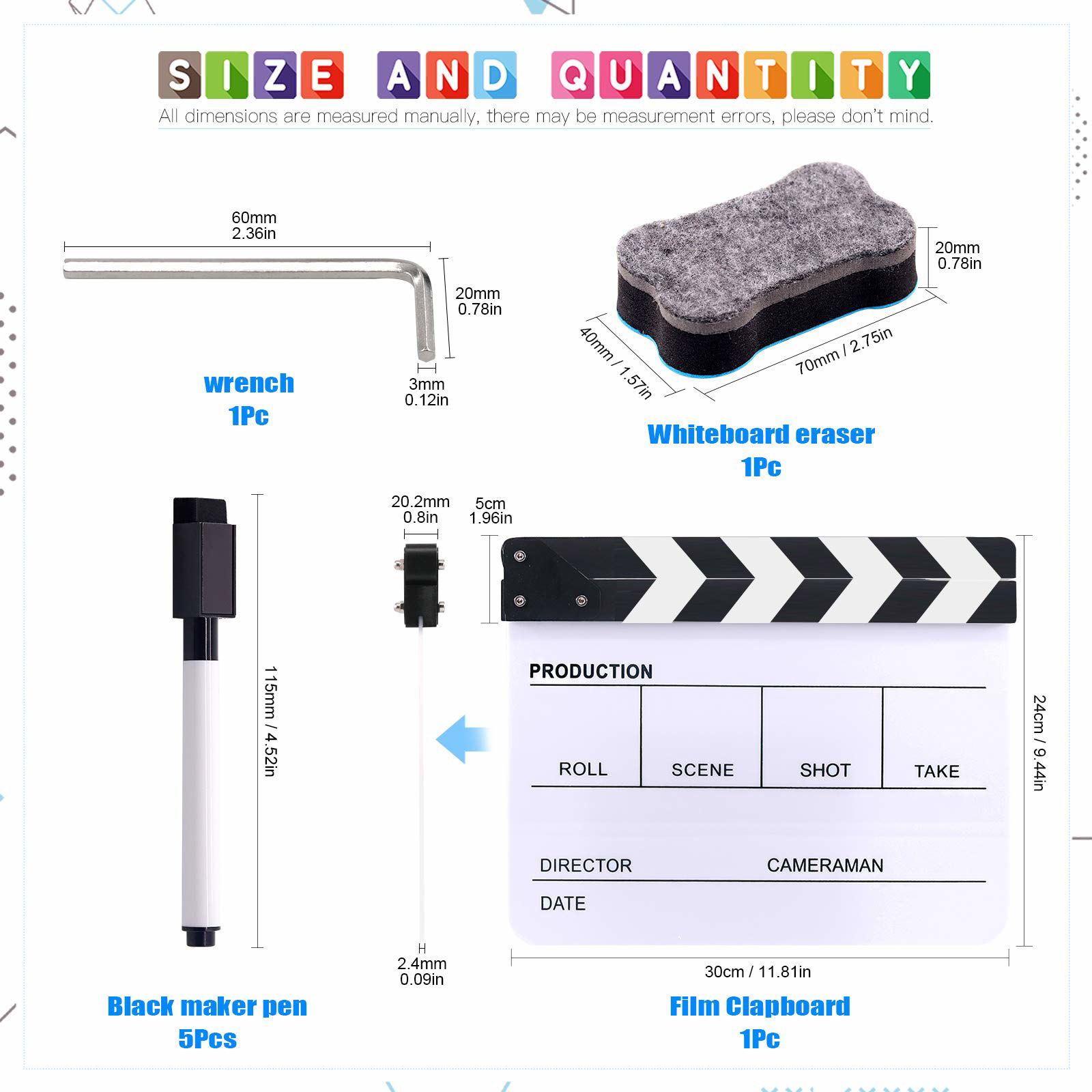 GetUSCart- Glarks 8Pcs 10 x 12 inch Acrylic Film Directors Clapboard ...