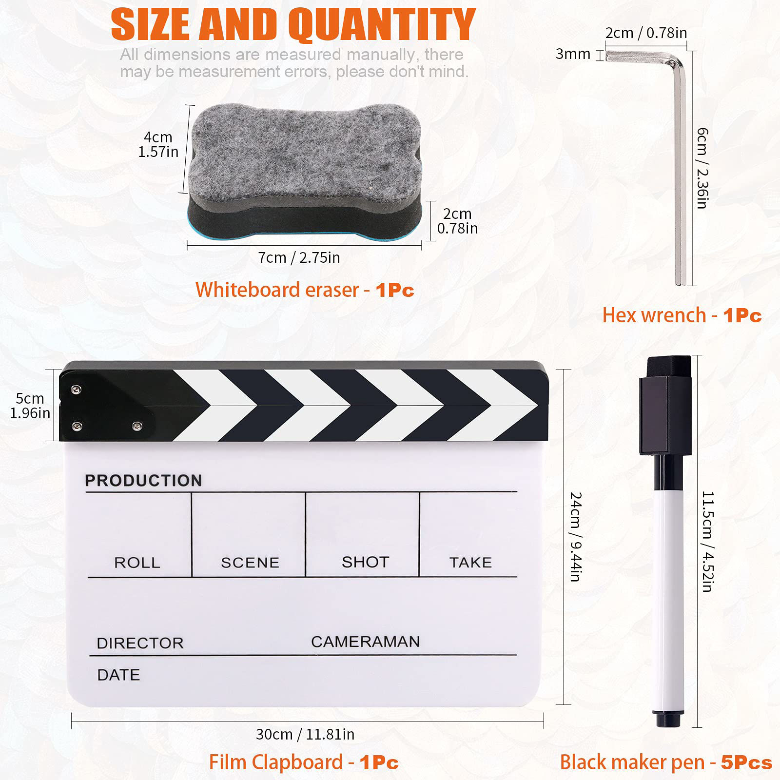 GetUSCart- Rustark Movie Film Clap Board, Acrylic Black & White ...