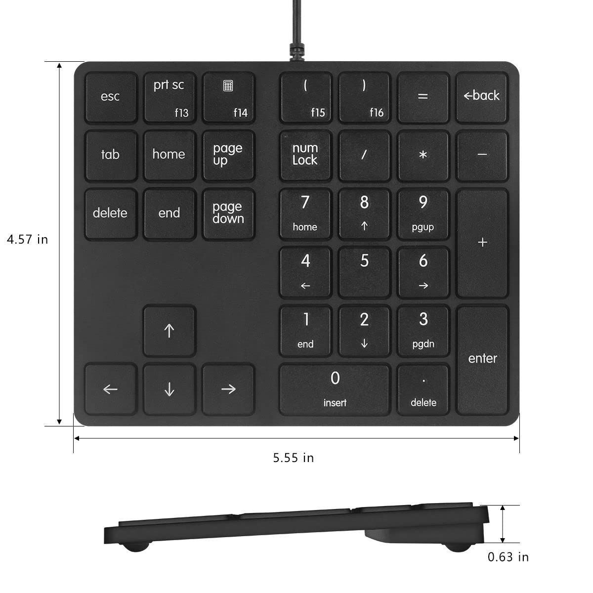 GetUSCart- Merdia Numeric Keypad Wired Numpad 34 Keys External Mini ...
