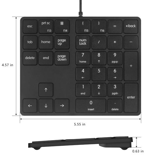 GetUSCart- Merdia Numeric Keypad Wired Numpad 34 Keys External Mini ...