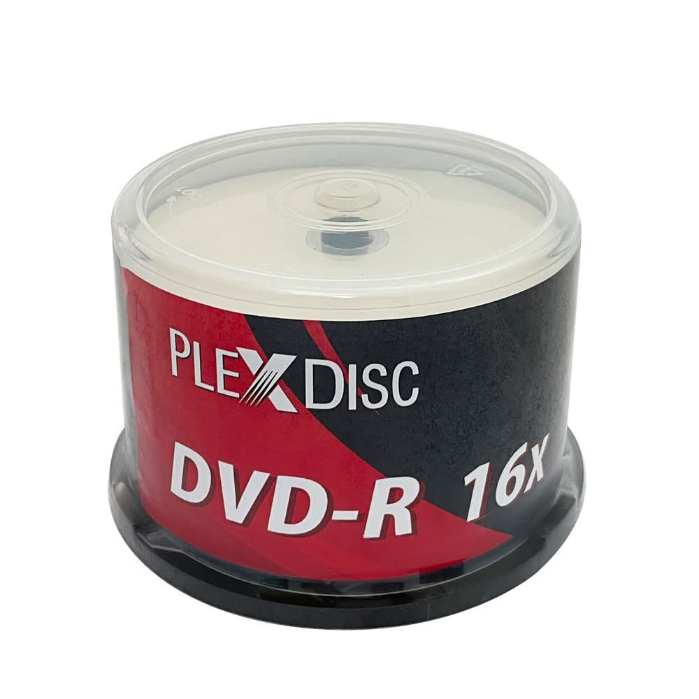 GetUSCart- PlexDisc TY Series DVD-R 16X 4.7GB White Inkjet Hub Printable DVD-R - 50 Disc Cake ...