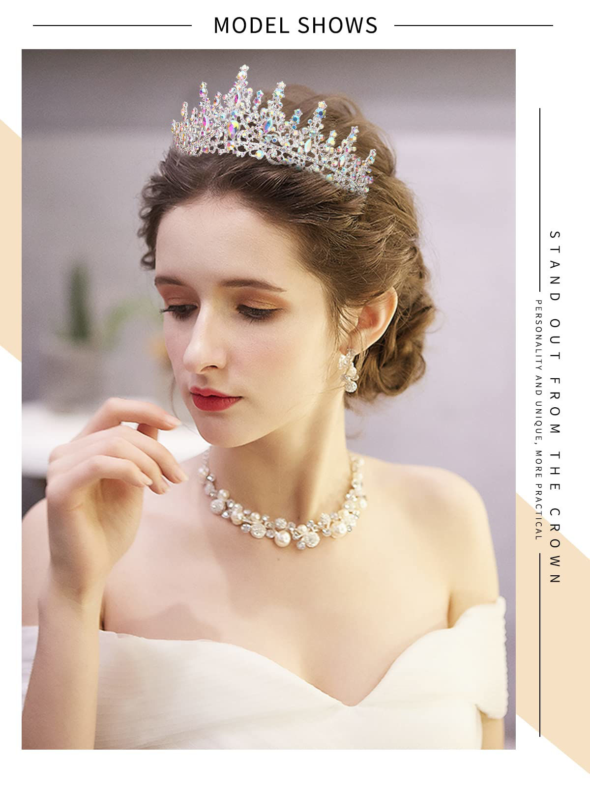 GetUSCart- TOBATOBA AB Silver Wedding Tiara for Women Crystal Tiaras ...