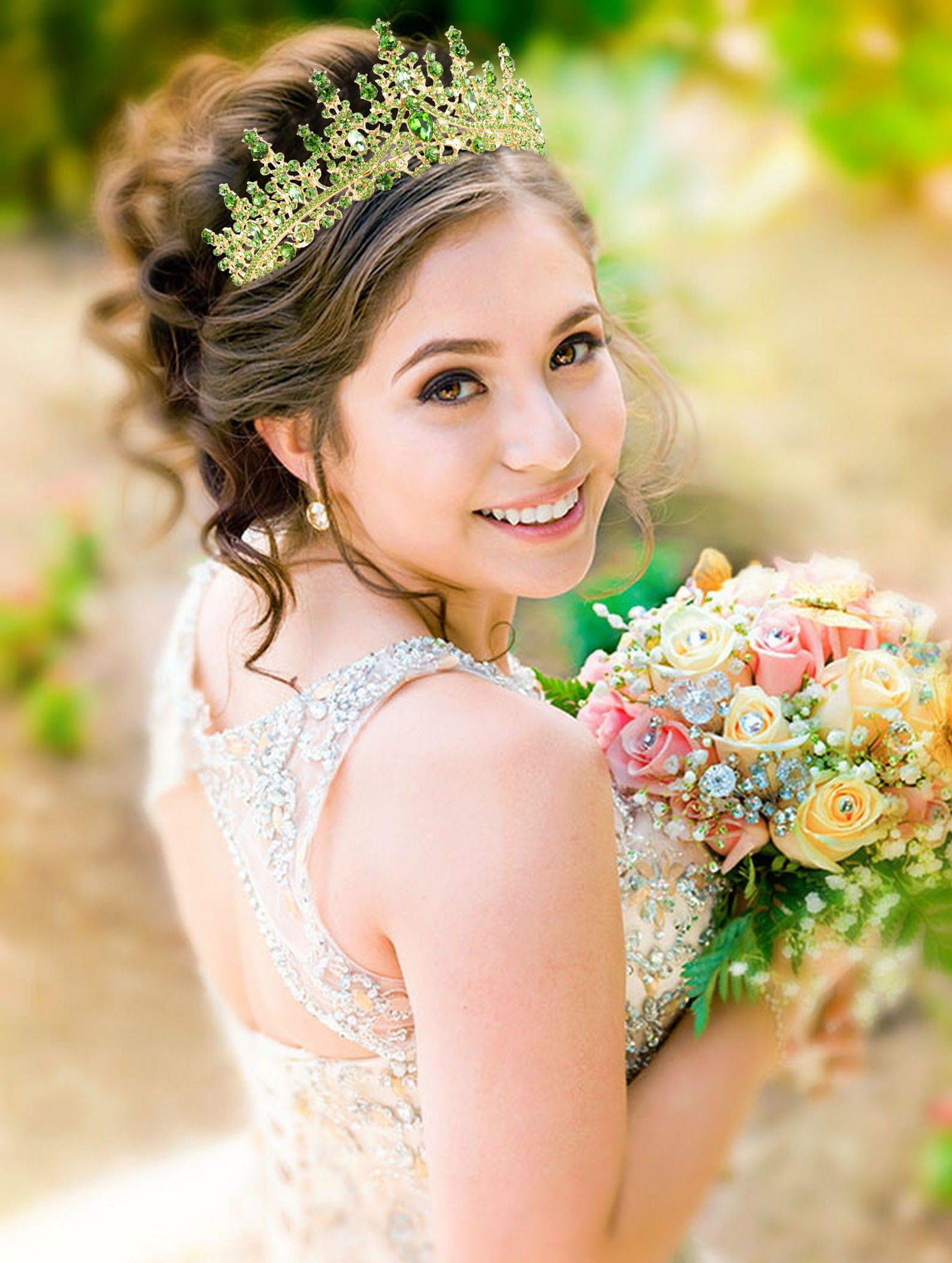 GetUSCart- TOBATOBA Light Green Tiaras and Crowns for Women, Rhinestone ...