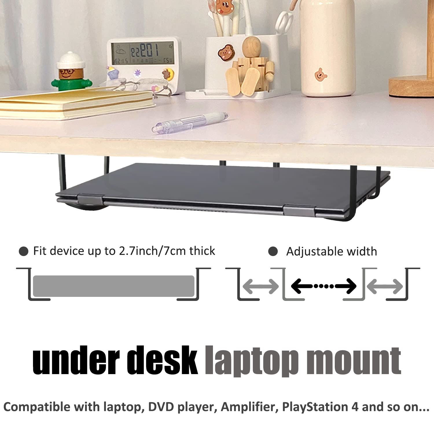 GetUSCart- Under Desk Laptop Mount, Under Desk Shelf Bracket Compatible ...
