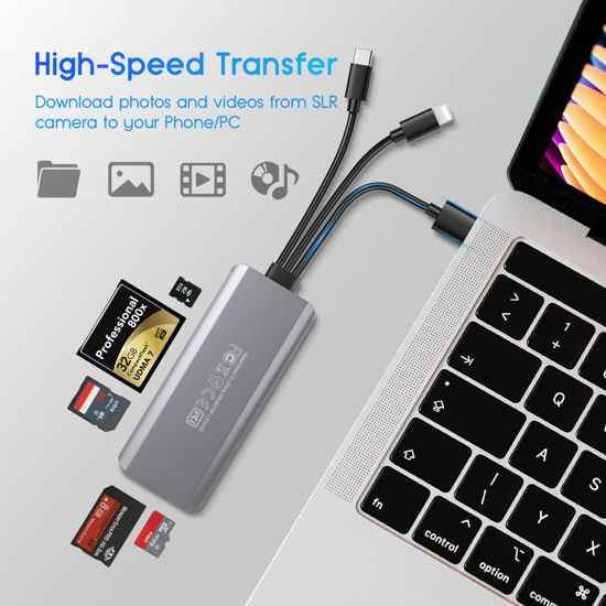 GetUSCart- 5-in-1 Multi Memory Card Reader,Aluminum SD/TF/CF/MS/M2 ...