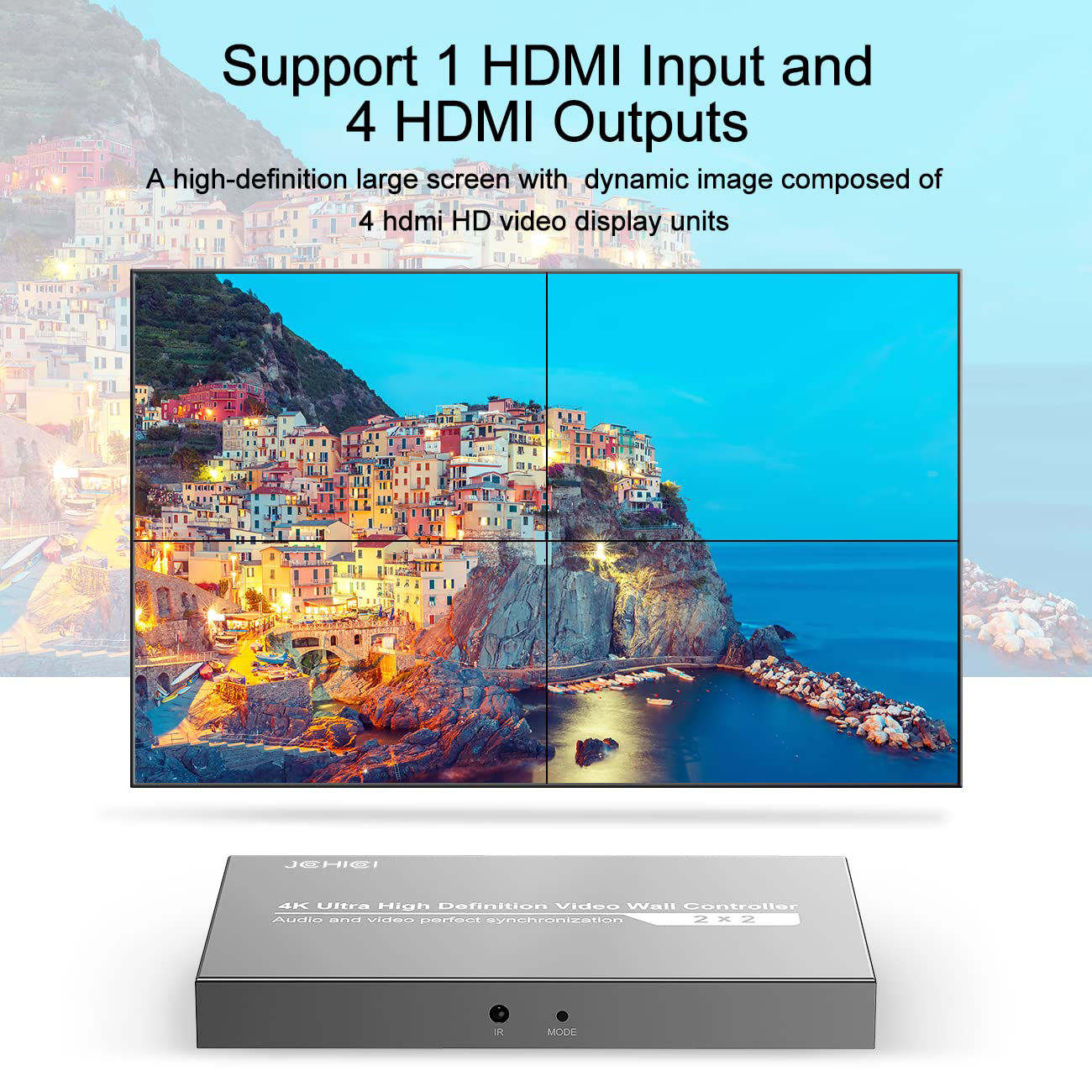 GetUSCart- Video Wall Controller 2X2, Video Wall,JCHICI TV Wall Processor,4K x 2K HD Display,180 ...