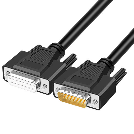 GetUSCart- Jienk 10ft DB15 RS232 15 Pin Serial Extension Cable, Male to Female 15-Pin Gold ...